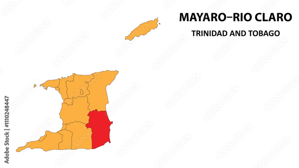 Vector de Stock Mayaro–Rio Claro Map is highlighted on the Trinidad and ...