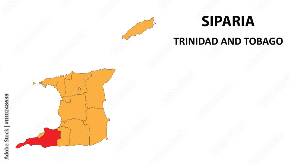 Siparia Map is highlighted on the Trinidad and Tobago map with detailed ...