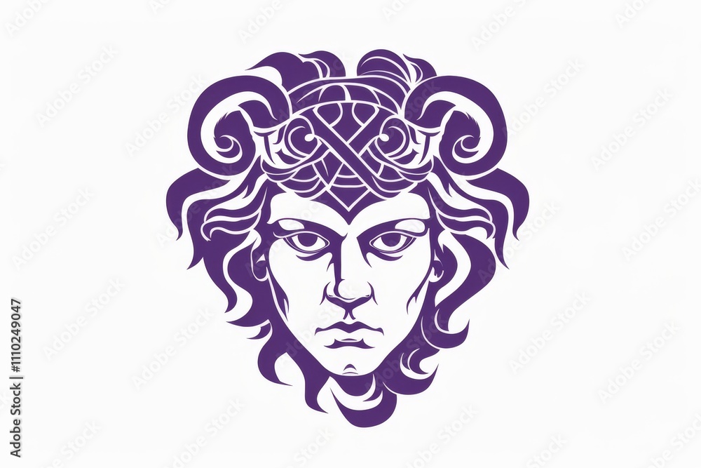 Ancient greek Gorgon Medusa, snake hair woman head logo symbol isolated ...