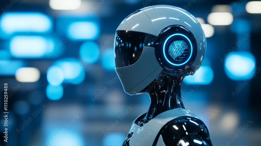 Virtual assistant voice recognition service technology. AI artificial intelligence robot support ...