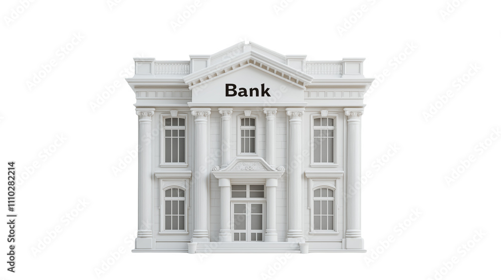 Elegant Architectural Representation of a Bank Building Perfect for ...
