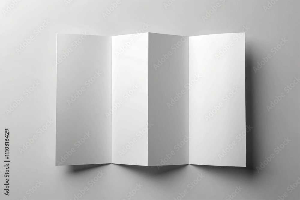 Blank paper sheets for brochure on grey background. Leaflet, Flyer Mock ...