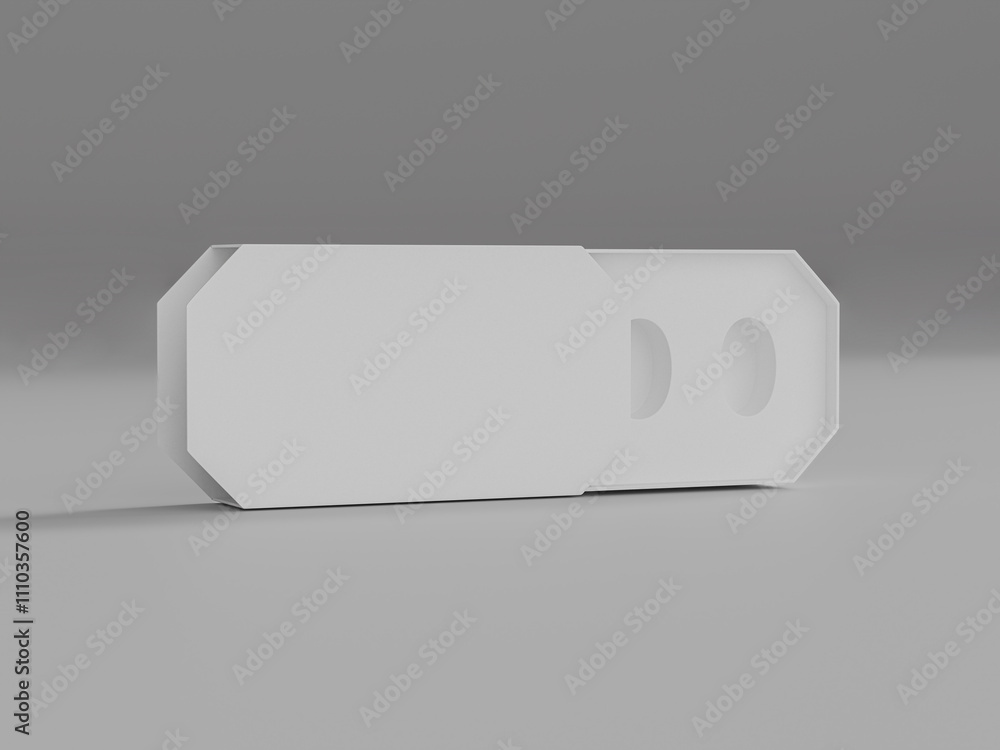Slide-open long octagon shape box mockup, blank design of paper sleeve ...