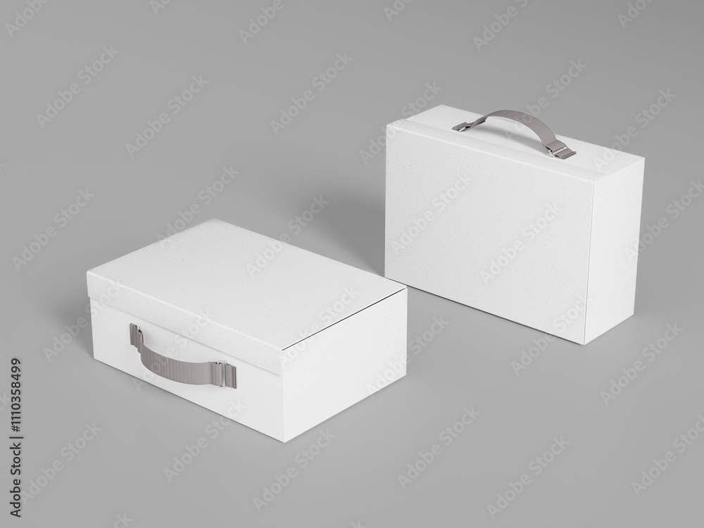 Luxury rectangular boxes with handle mockup, set of rigid cardboard ...