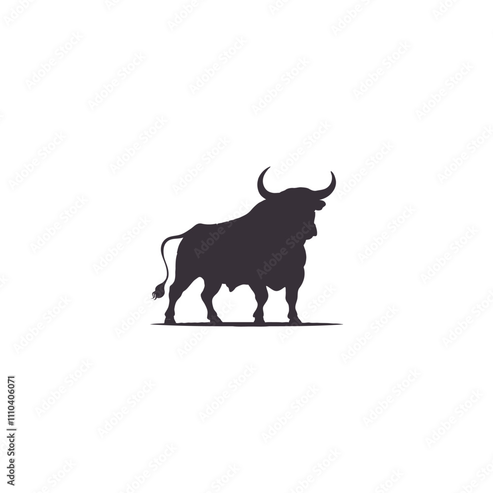 Bull set. Stylized silhouettes of standing in different poses and ...