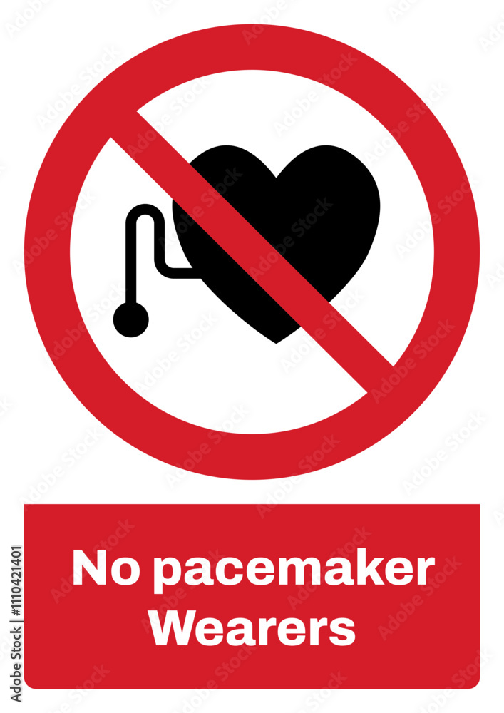 ISO prohibition safety signs sentence case text_no pacemaker weares ...
