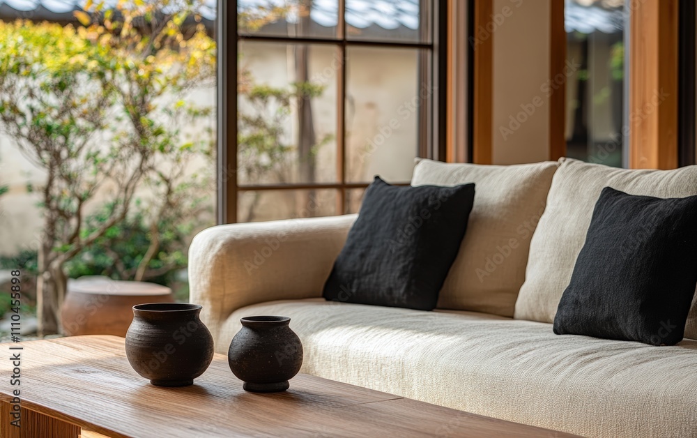 Japandi Living Room Minimalist, japandi interior design of modern ...