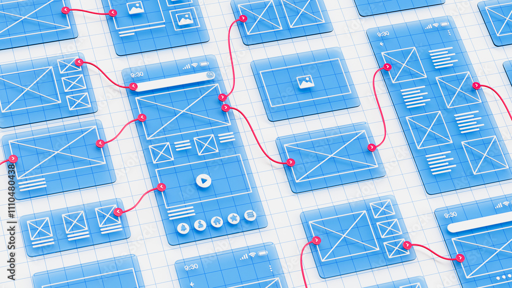 UX UI flowchart connection node graphic designer creative planning ...