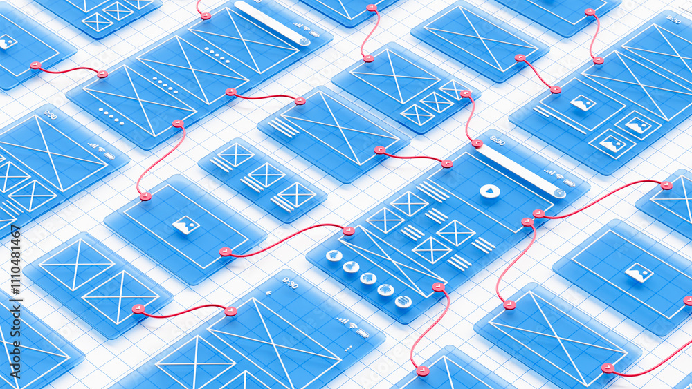 UX UI flowchart connection node graphic designer creative planning ...