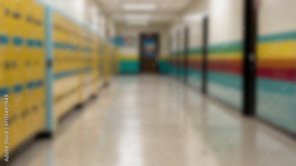 Abstract blurred school corridor Background. blurry corridor with ...