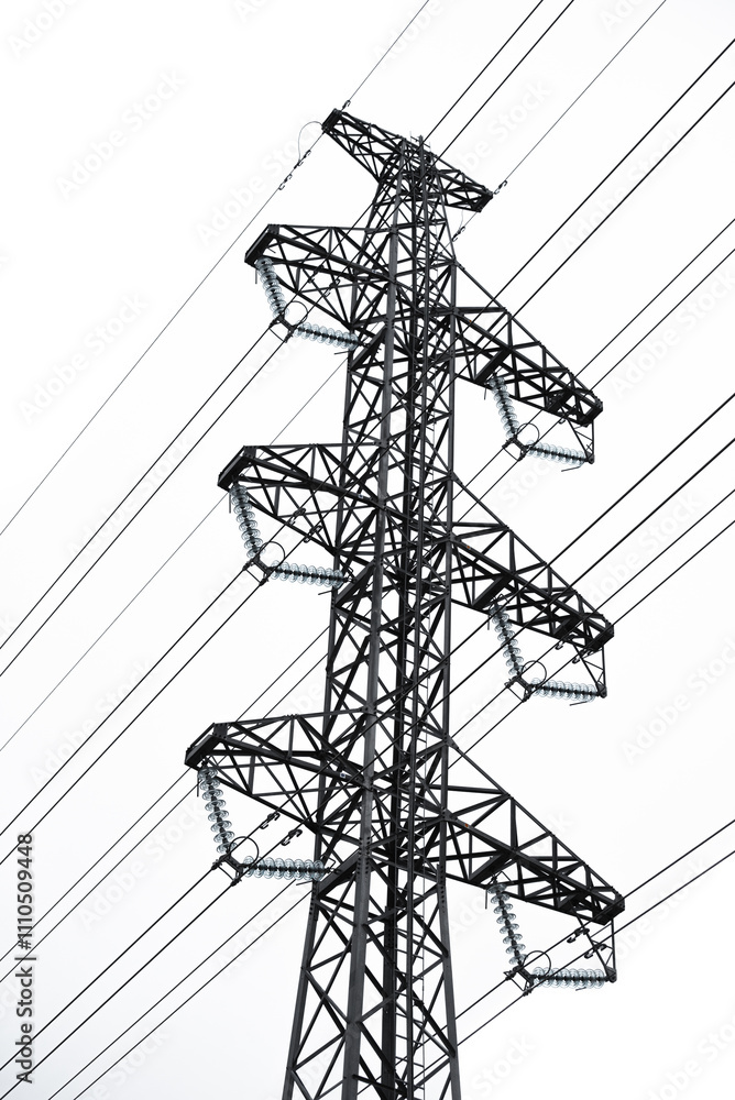 Steel transmission tower, high voltage tower or pylon, is used to ...