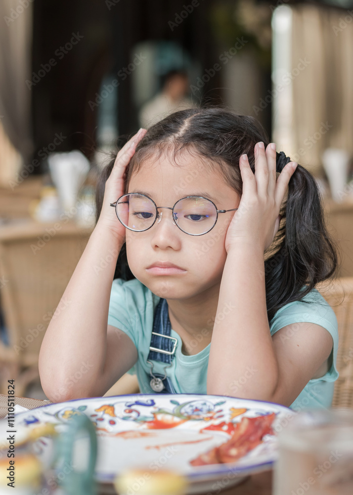 A school girl child, Asian kid, picky eater with Anorexia, Bulimia ...