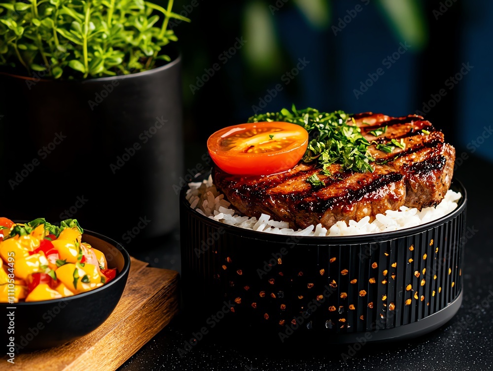 Vietnamese grilled pork chop rice, com tam, with pickled vegetables and ...