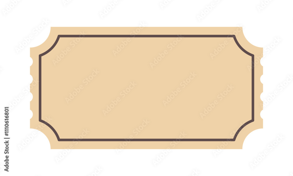 Empty, blank vintage ticket. Beige vector ticket illustration. Theater ...