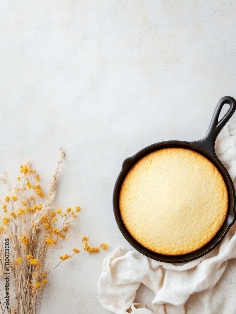 Rustic Cornbread in Cast Iron Skillet Celebrating National Lard Day ...
