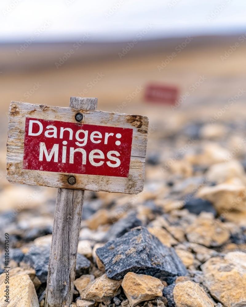 Warning Sign Illustrates the Stark Reality of Landmines in an Empty ...