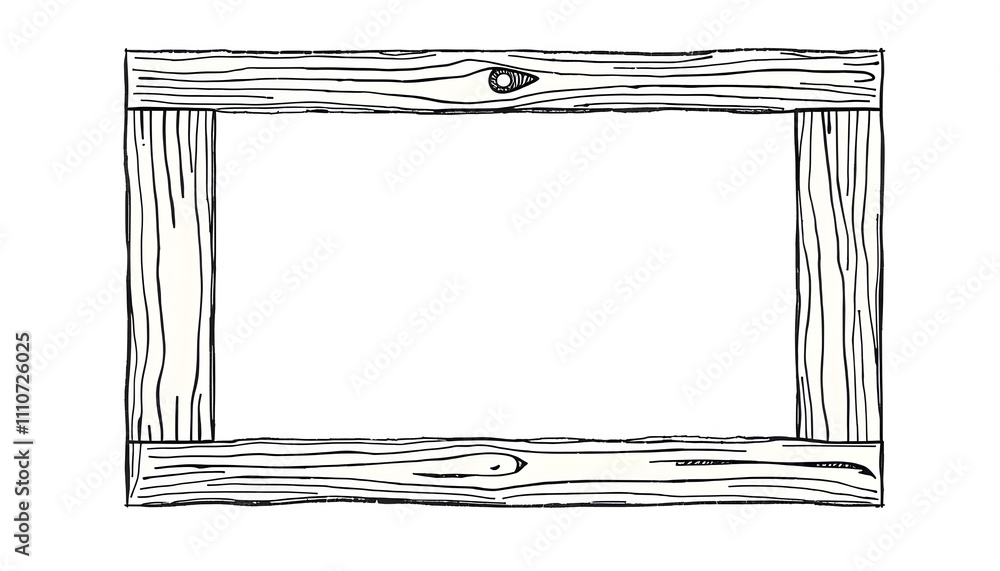 Wooden frame with patterns in a modern style on a transparent ...