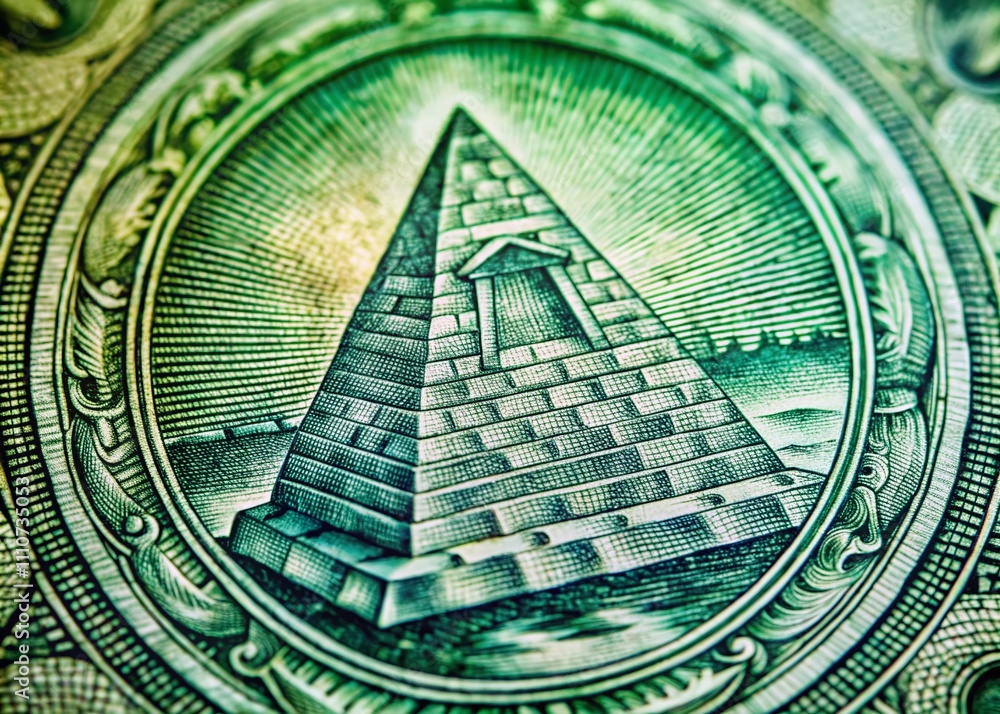 Macro Close-Up of the Pyramid on a One Dollar Bill Highlighting ...