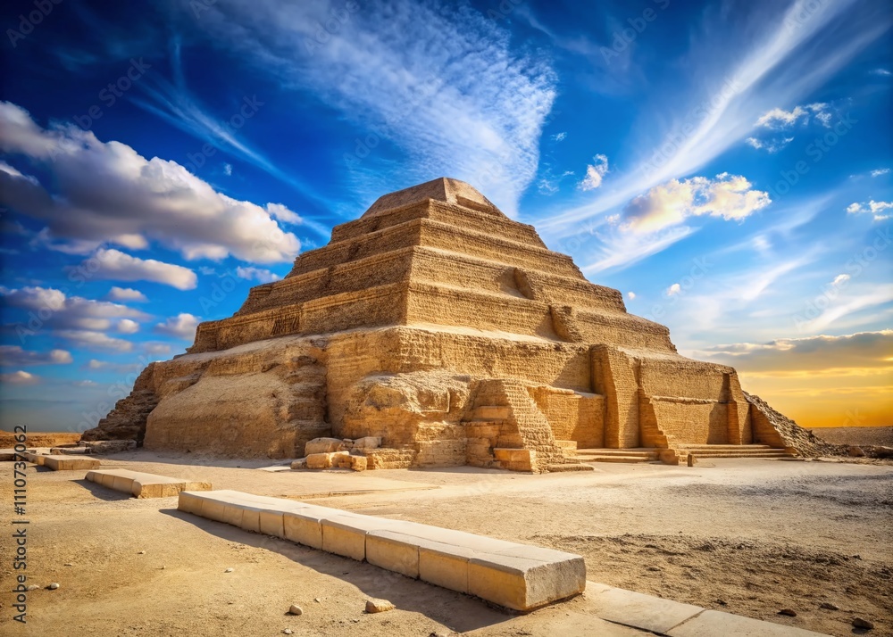 Majestic Architectural View of the Step Pyramid of King Djoser in Cairo ...