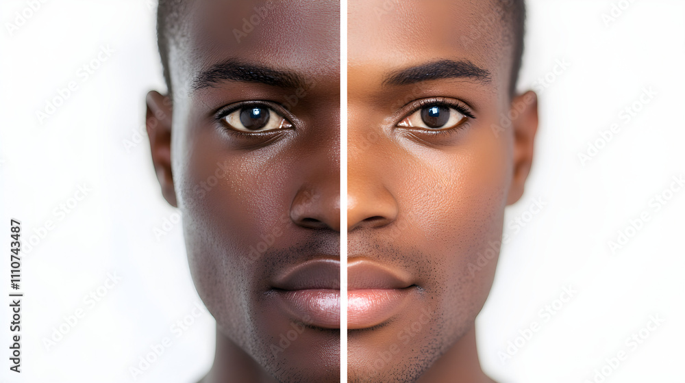 Foto de Stock Before & After Skin Tone Darker & Lighter Complexion Man ...