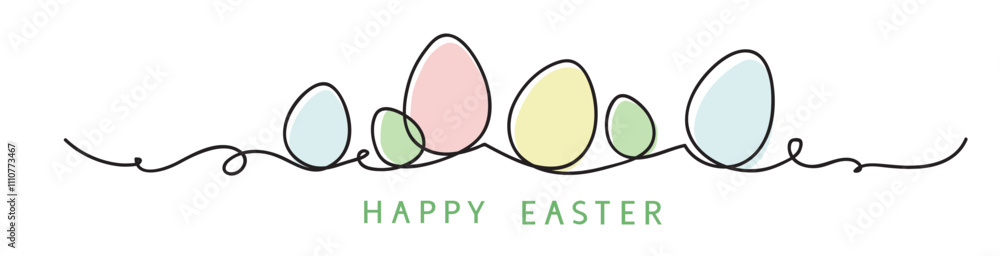 One line drawing. Abstract decorative horizontal divider with easter ...