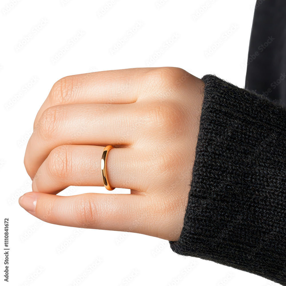 Woman's hand with a gold wedding ring clipart on transparent background ...