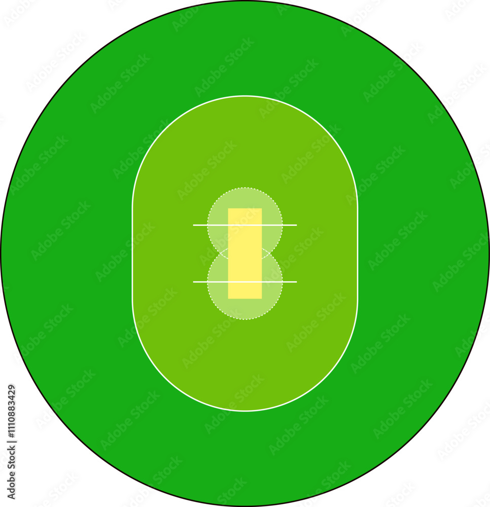 Cricket Field, Cricket Ground line style Diagram. Cricket outline ...