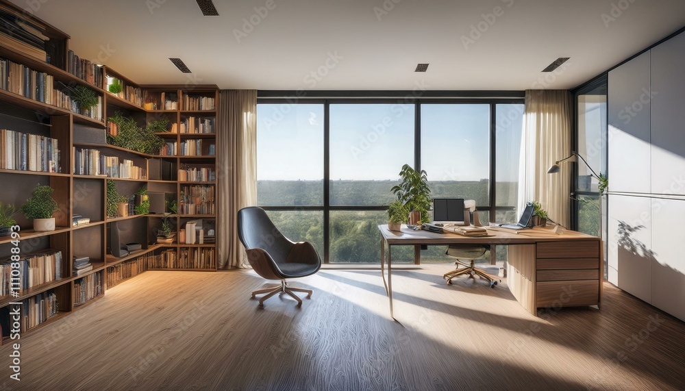 zoom virtual background of office room with bookcase professional ...