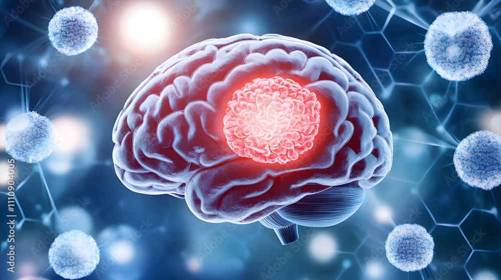 Close-up of human brain showing plaques. Understanding the complexities ...