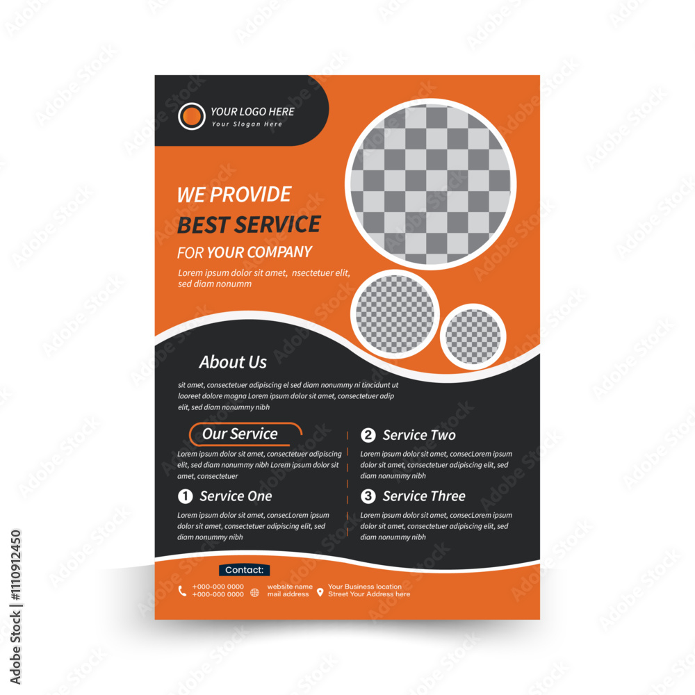 A4 size Corporate Business flyer template layout design with orange ...