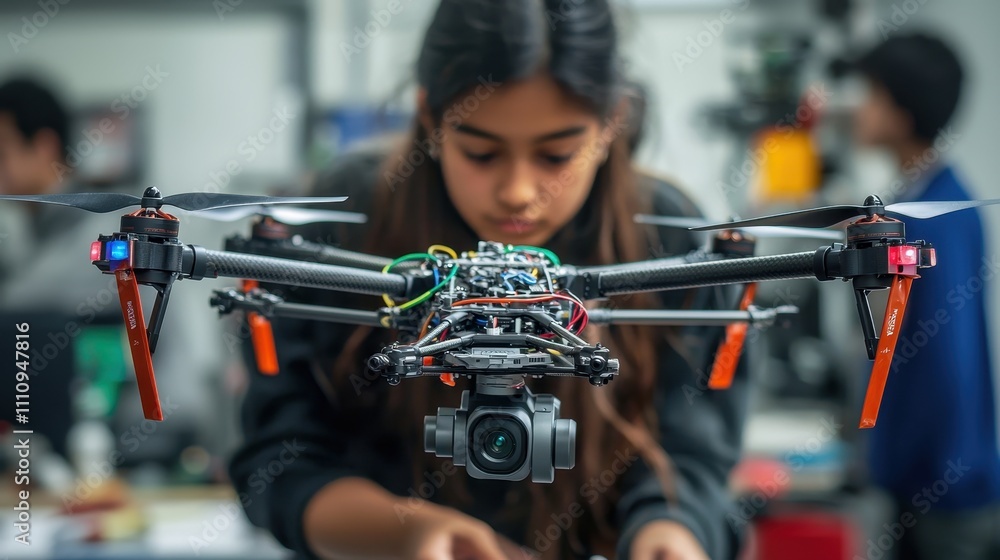 A STEM workshop where students build and test drones, working together ...