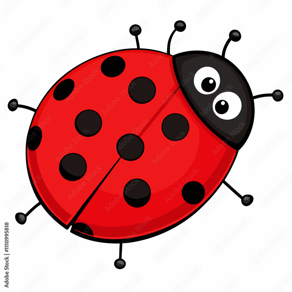 Cute lady bug, lady bird. Cartoon kawaii funny baby character. Happy ...