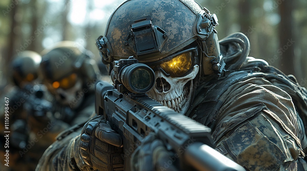 a skeleton delta force operator carrying a Mk18 with suppressor, other ...