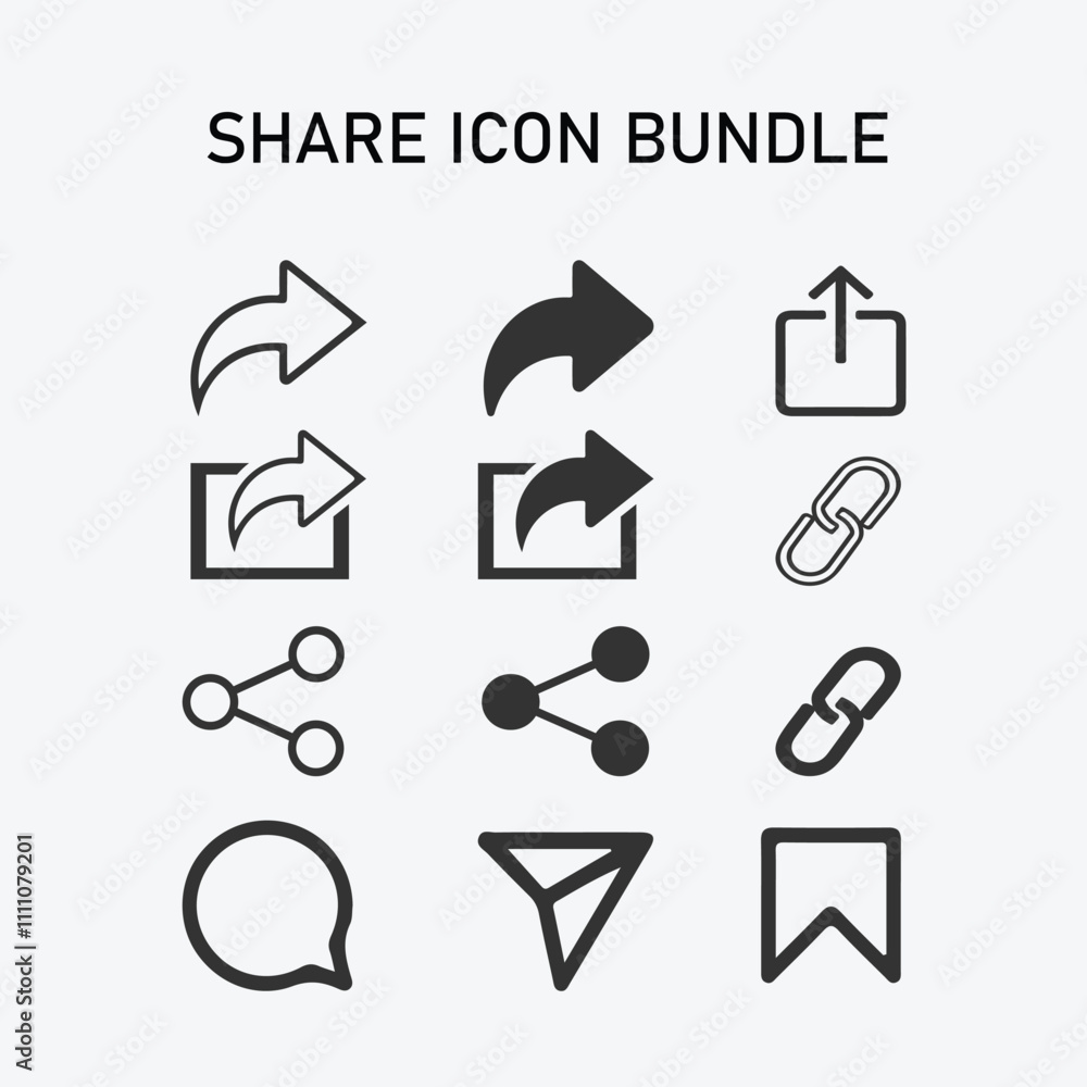 Share icon set. Arrow symbol, Reply send forward icons button. Send ...