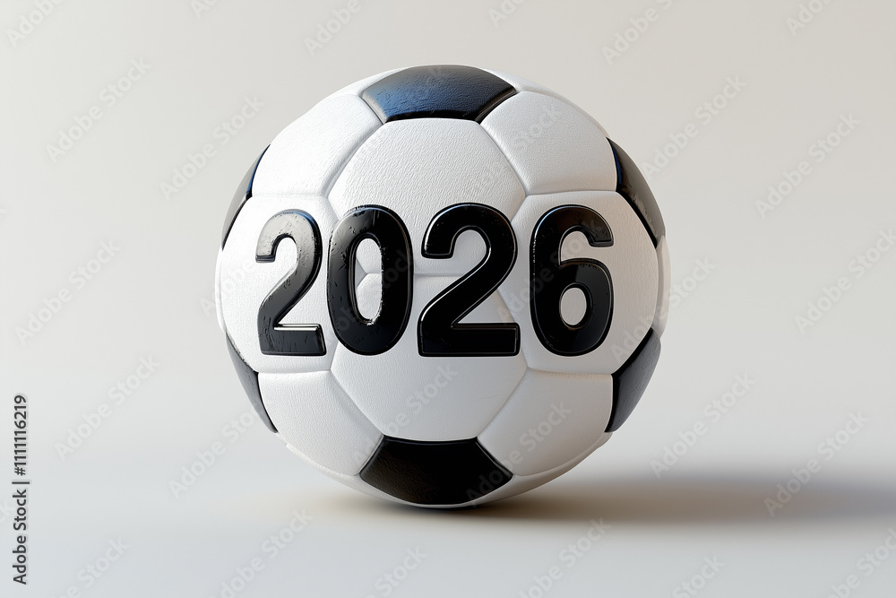 2026 soccer or football World Cup concept. Soccer or football isolated ...
