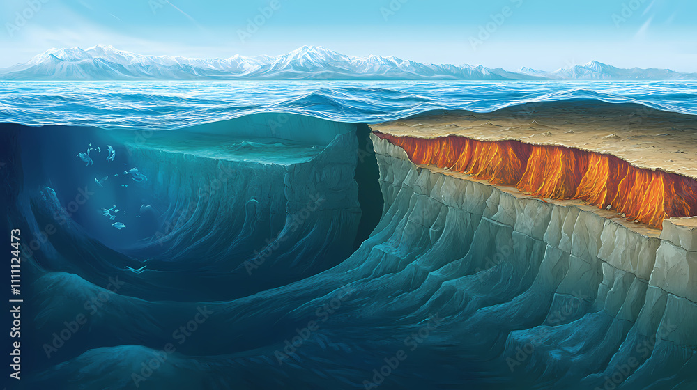 Diagram of an oceanic trench, illustrating the subduction zone where ...
