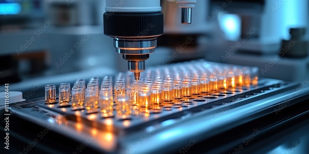 Automated liquid handling robot processes samples in medical lab ...