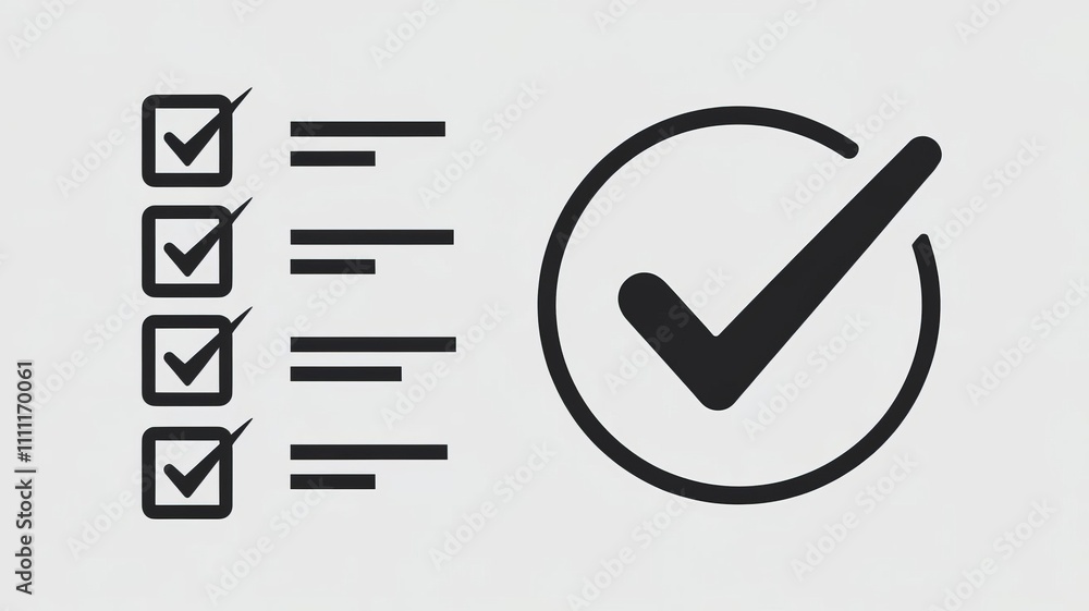 A checklist with checkboxes, each marked, and a filled checkmark inside ...