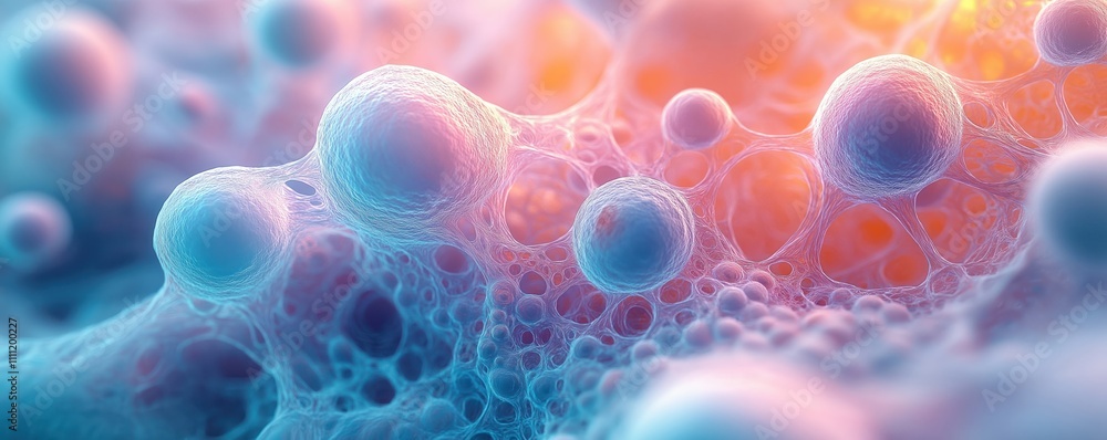 Microscopic vesicles magnified show thin lipid bilayer structure ...