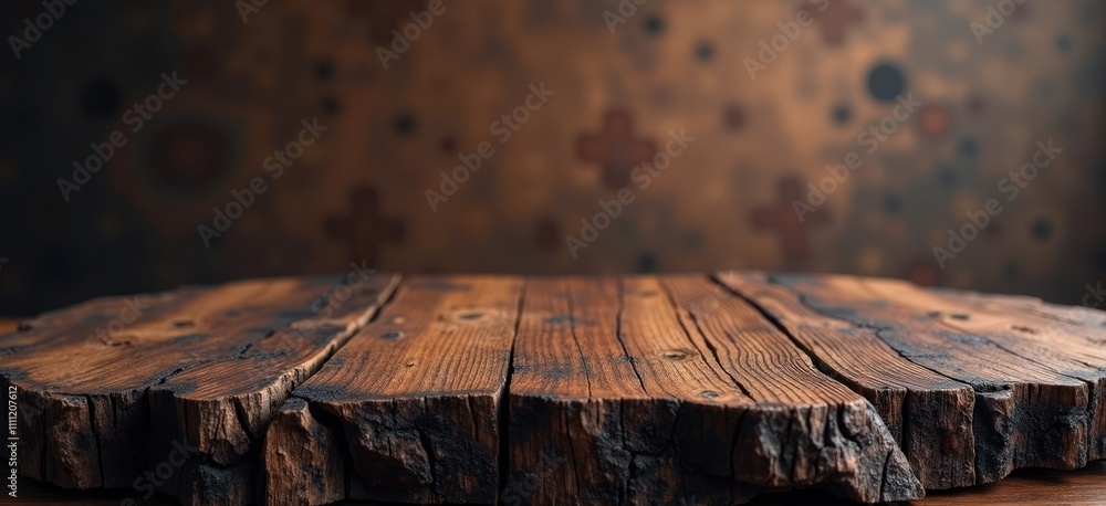 Rustic dark wood table top with burnt texture. Natural wood grain shows ...