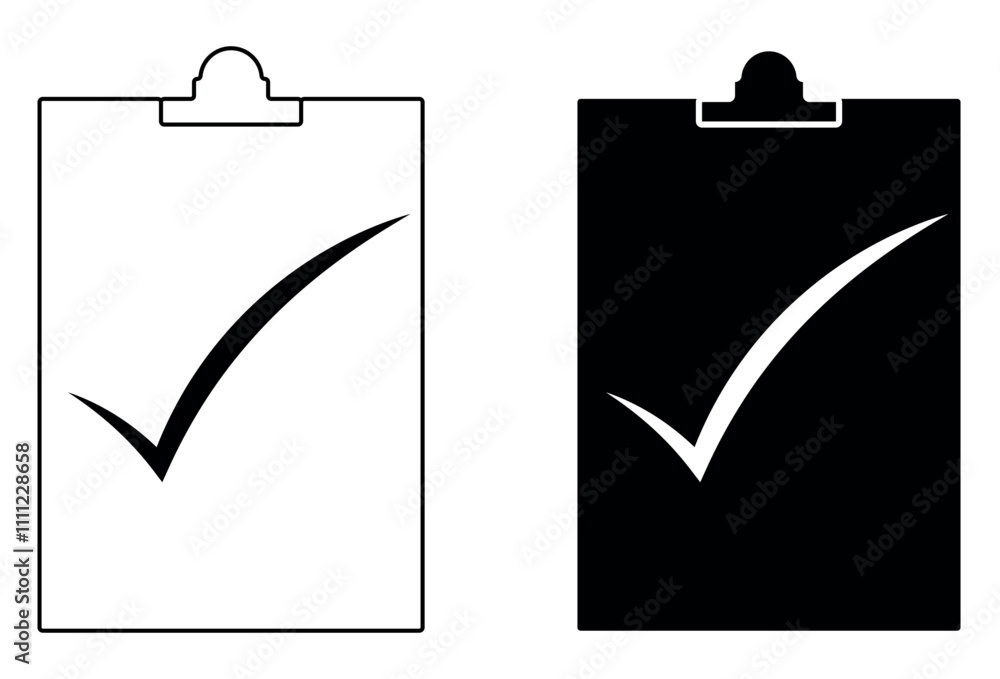 Checklist icon, checkmark icon, clipboard icon. Buttons of display for ...