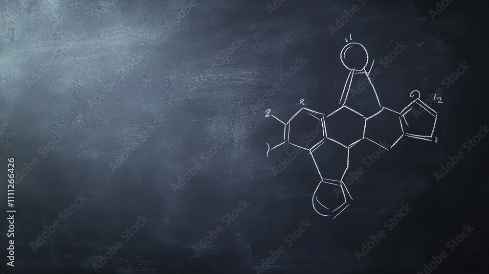 Chemical Structure Diagram on Chalkboard Background in Classroom ...