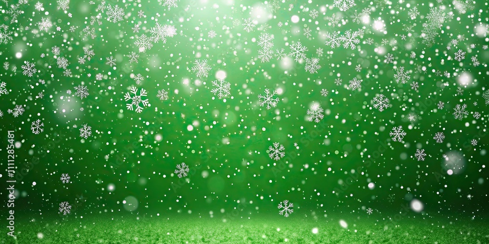 Snow falling on green background with chroma key, creating a winter ...