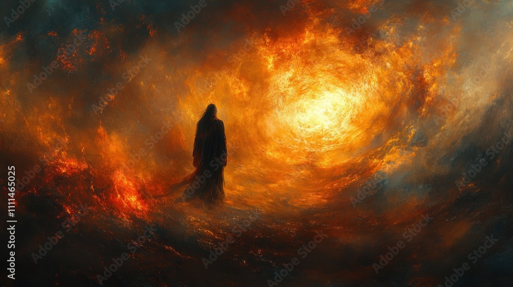 Prophet Warning People of Sin and Mistakes in Jerusalem with Flames and ...