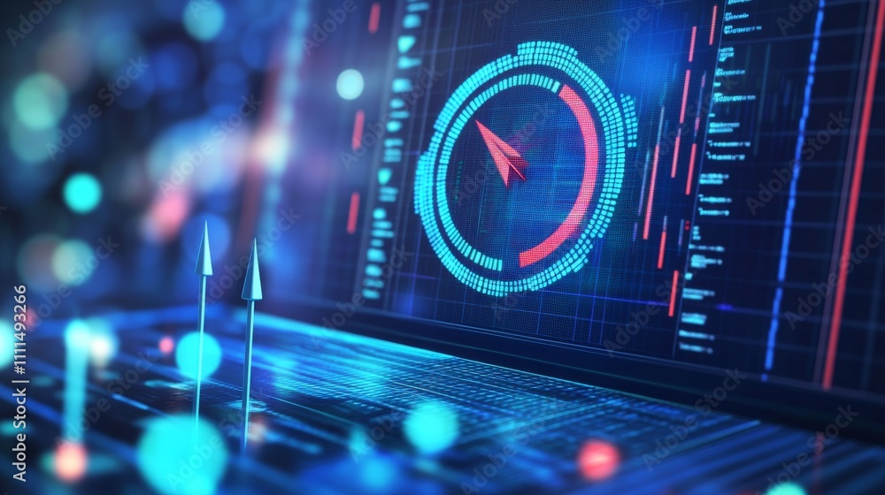 Futuristic technology background featuring low poly digital target with ...