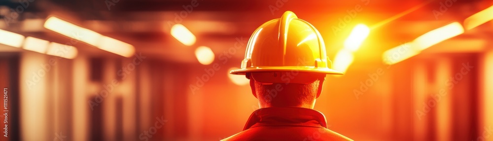 fire alarm concept. Dramatic portrayal of a fire alarm activation with ...