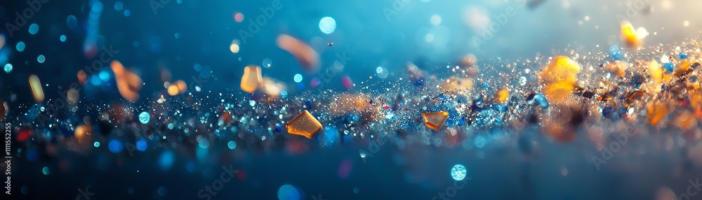 Detailed image of microplastic particles suspended in clear water ...