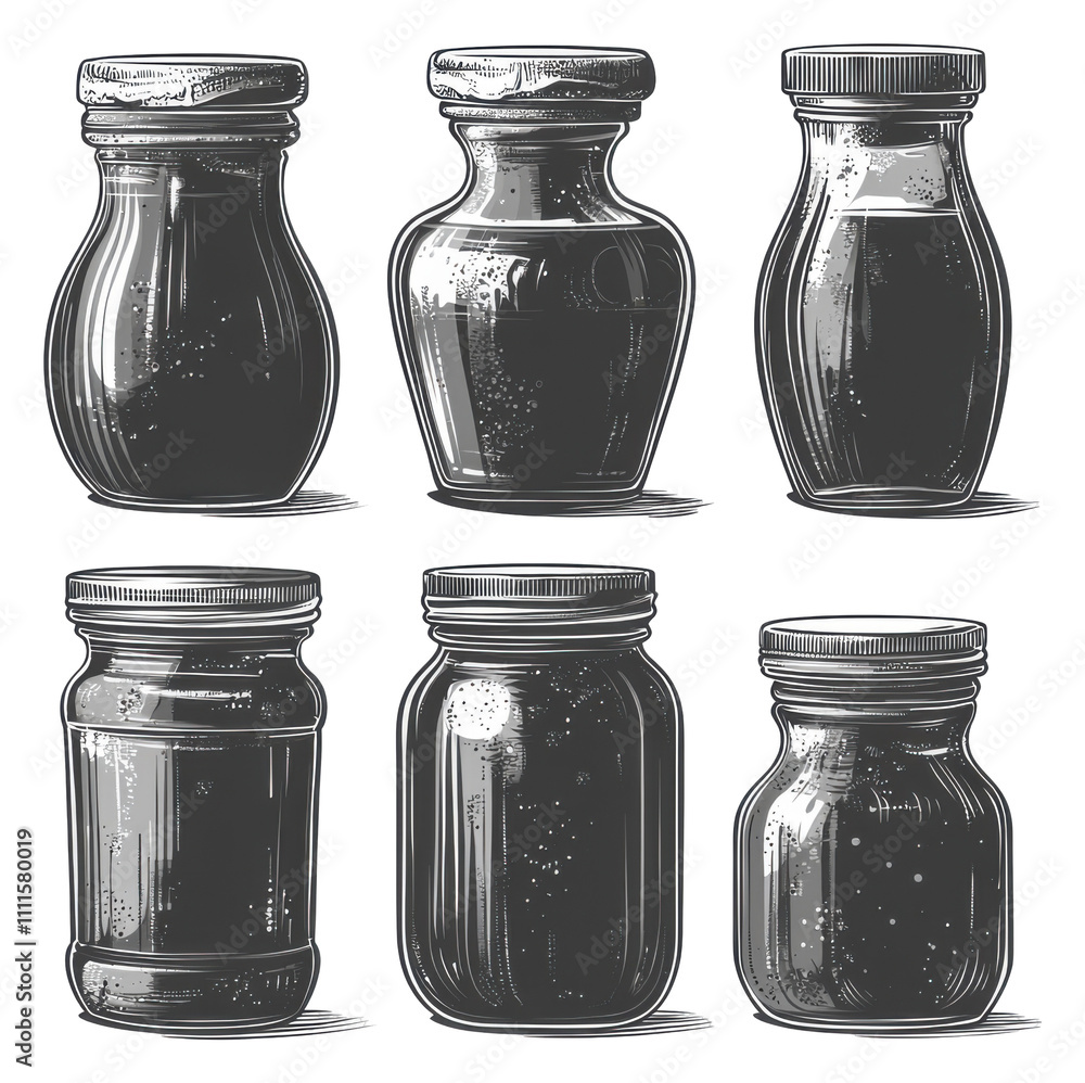 Vintage Glass Jars Mason Jars Containers Bottles Preserving Jars Set ...