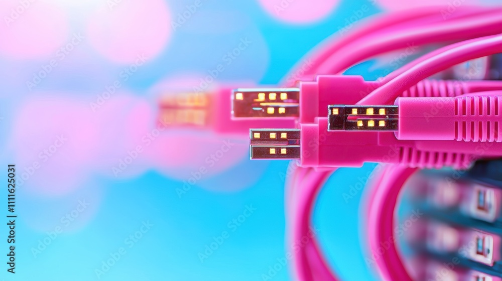 Close up shot of ethernet cables plugged into a network switch ...