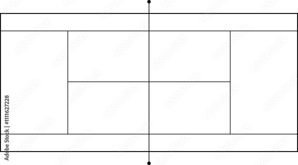 Tennis Court Field Size and Dimension Vector Drawing Illustration ...